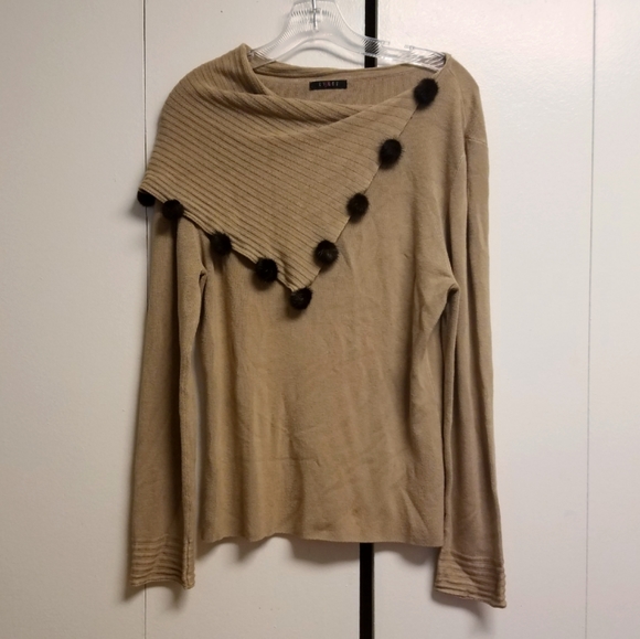 Cyrus | Tops | Cyrus Knits Faux Fur Draped Collar Ribbed Top | Poshmark